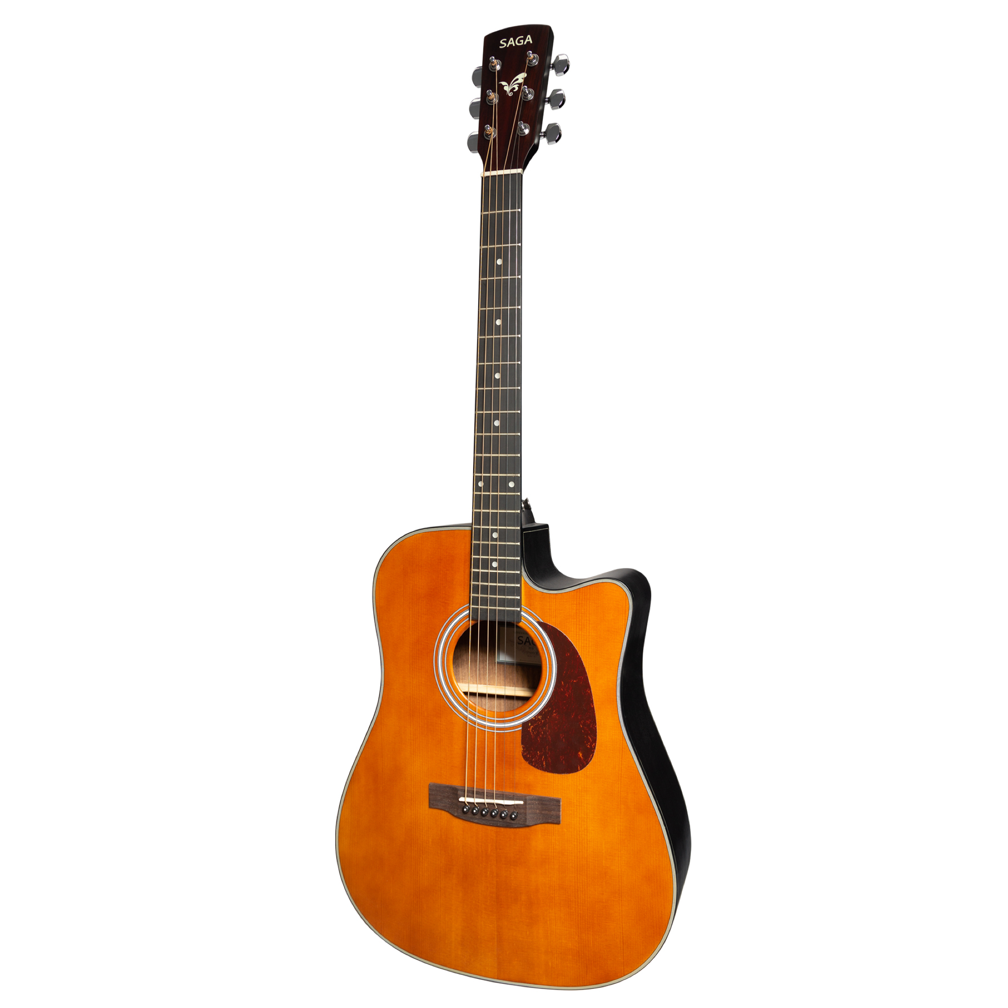 Saga SF800 Solid Top Folk Cutaway Acoustic-Electric Guitar (Retro ...
